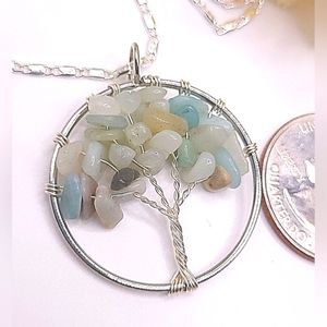 Jewelry | Twisted Silver And Natural Pebble Stone Tree Of Life Necklace ...